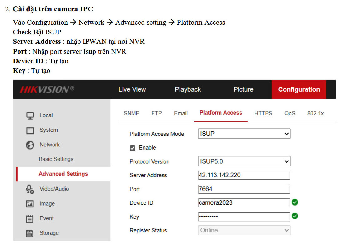 Hướng dẫn kết nối camera IP Hikvision từ xa về NVR Hikvision bằng ISUP